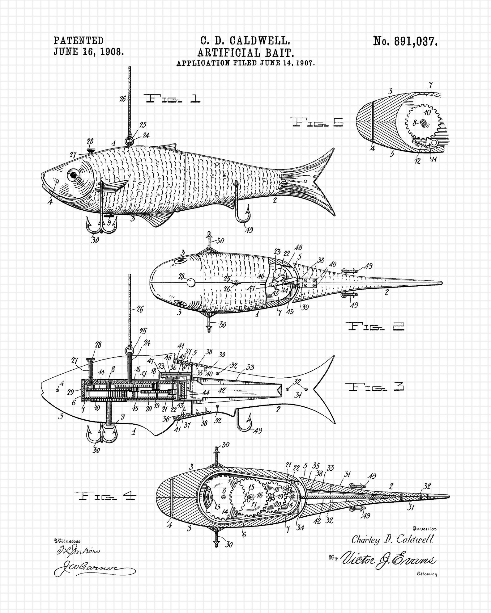 Vintage Fishing Patent Prints 6 Unframed Photos Wall Art - Etsy