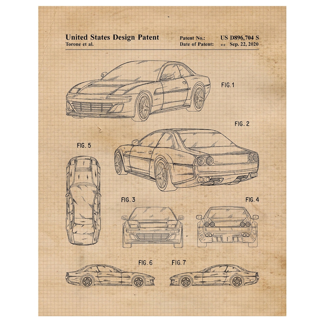 Classic 400i Restomod Car Patent Prints, 1 Unframed Photos, Wall Art ...