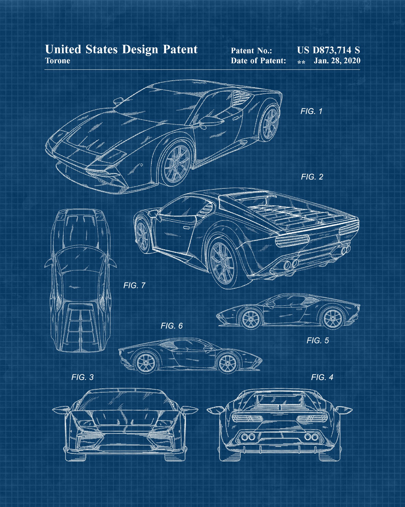 Classic Pantera Restomod Auto Patent Prints, 1 Unframed Photos, Wall ...
