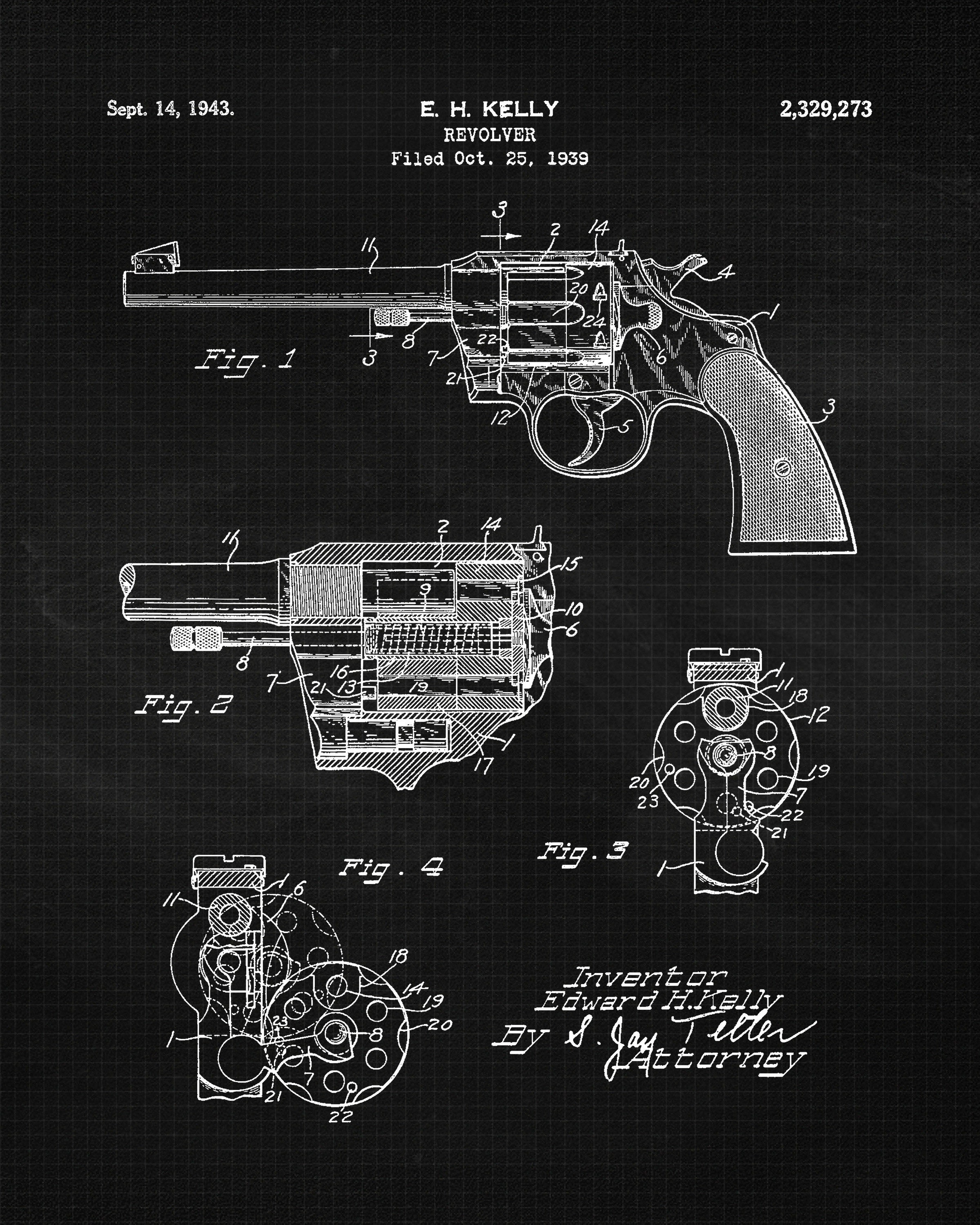 Vintage Colt Revolver Firearm Patent Prints, 4 Unframed Photos, Wall ...