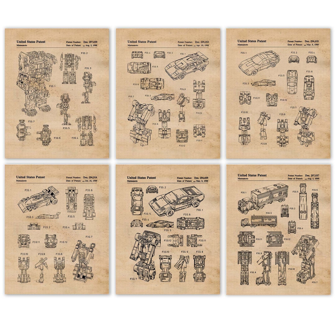 Vintage Transformers Patent Prints, 6 Unframed Photos, Wall Art Decor ...