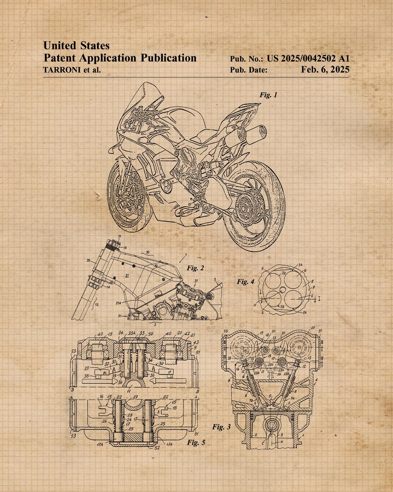 Classic Ducati Motorcycle Patent Prints, 1 Unframed Photos, Wall Art ...