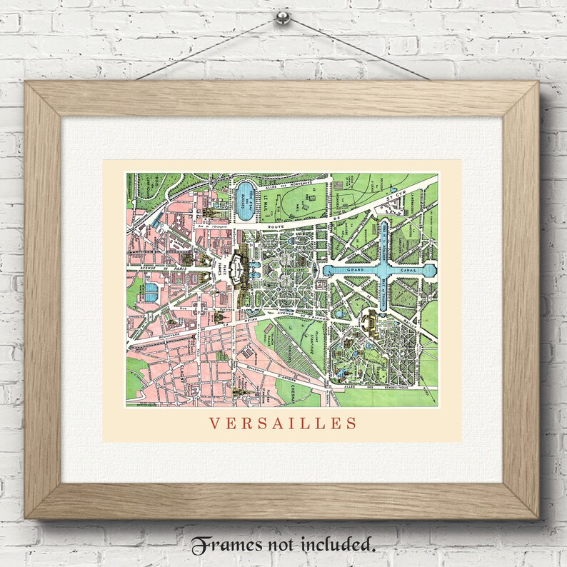 Vintage 1926 Versailles Replica Map Prints, 1 Unframed Photos, Wall Art ...