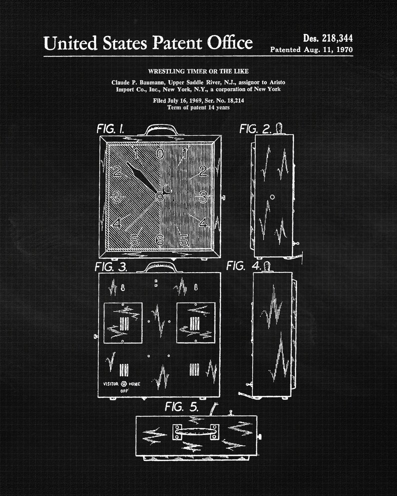 Classic Wrestling Patent Prints, 6 Unframed Photos, Wall Art Decor for ...