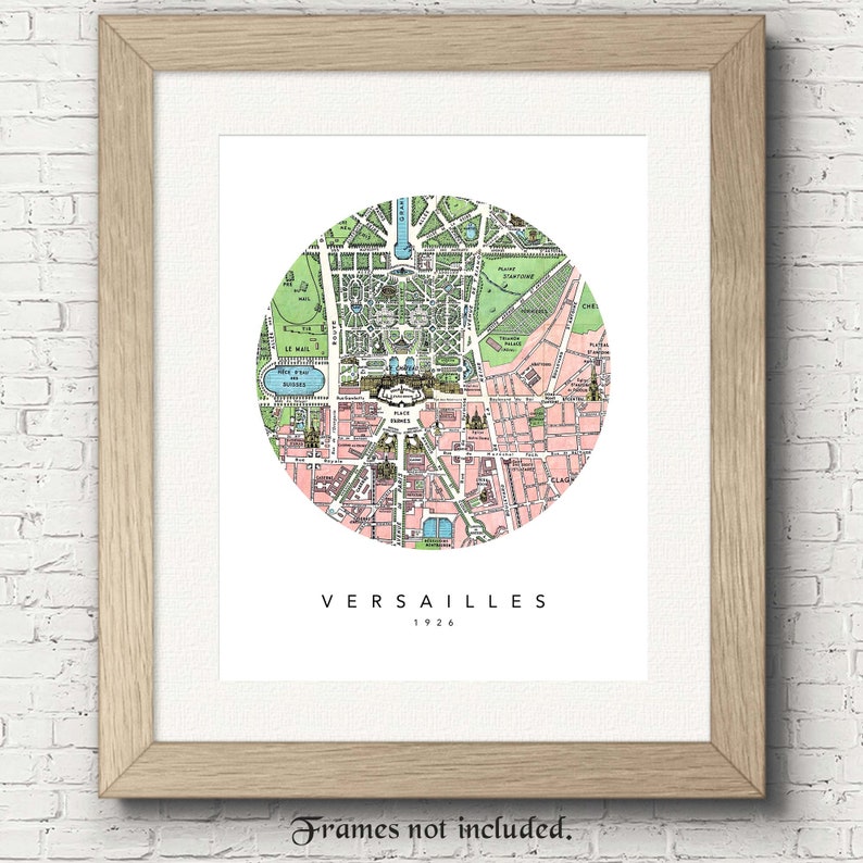 Vintage 1926 Versailles Replica Map Prints, 1 Unframed Photos, Wall Art ...
