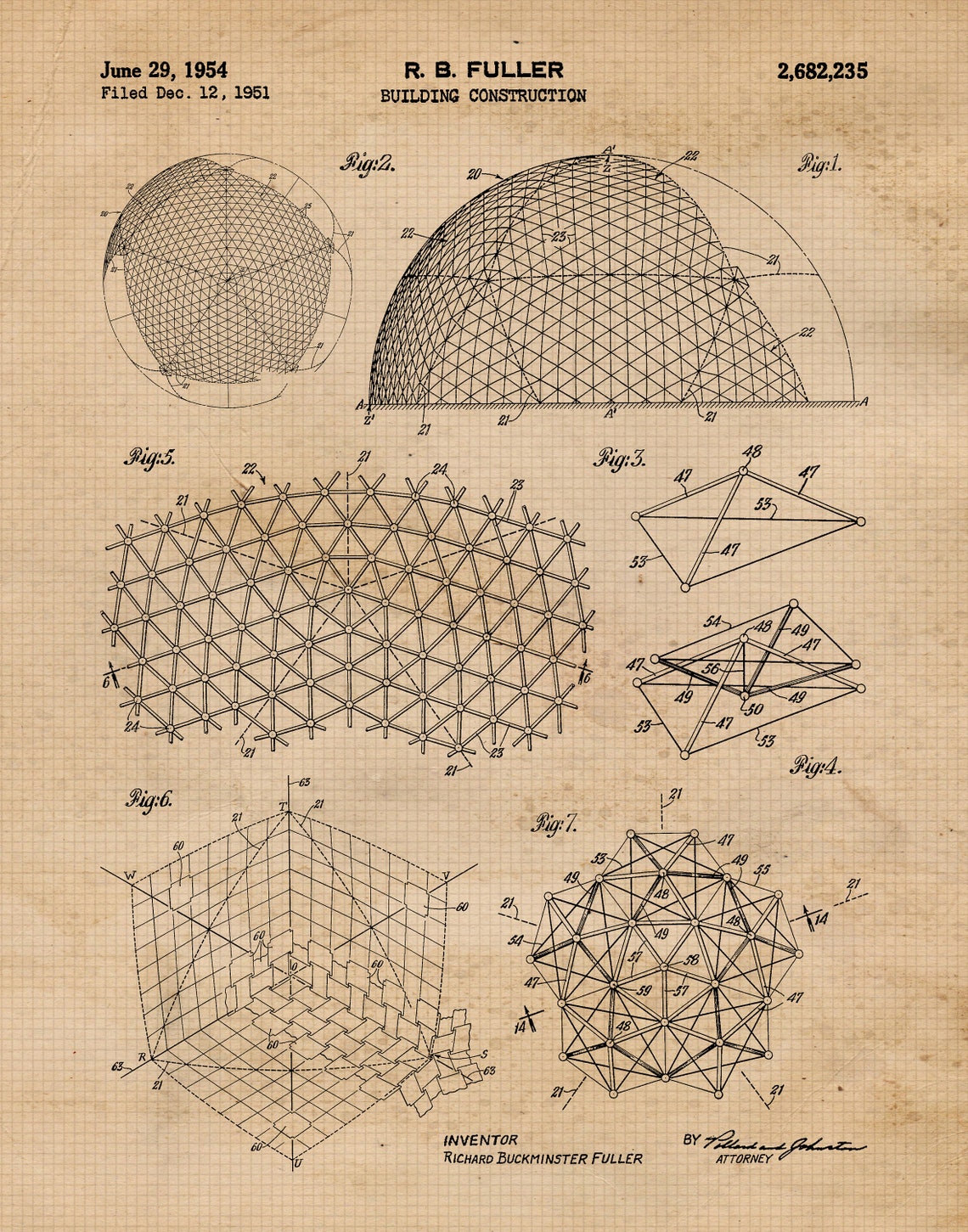 Geodesic Dome Spaceship Earth Patent Prints, 1 Unframed Photos, Wall ...