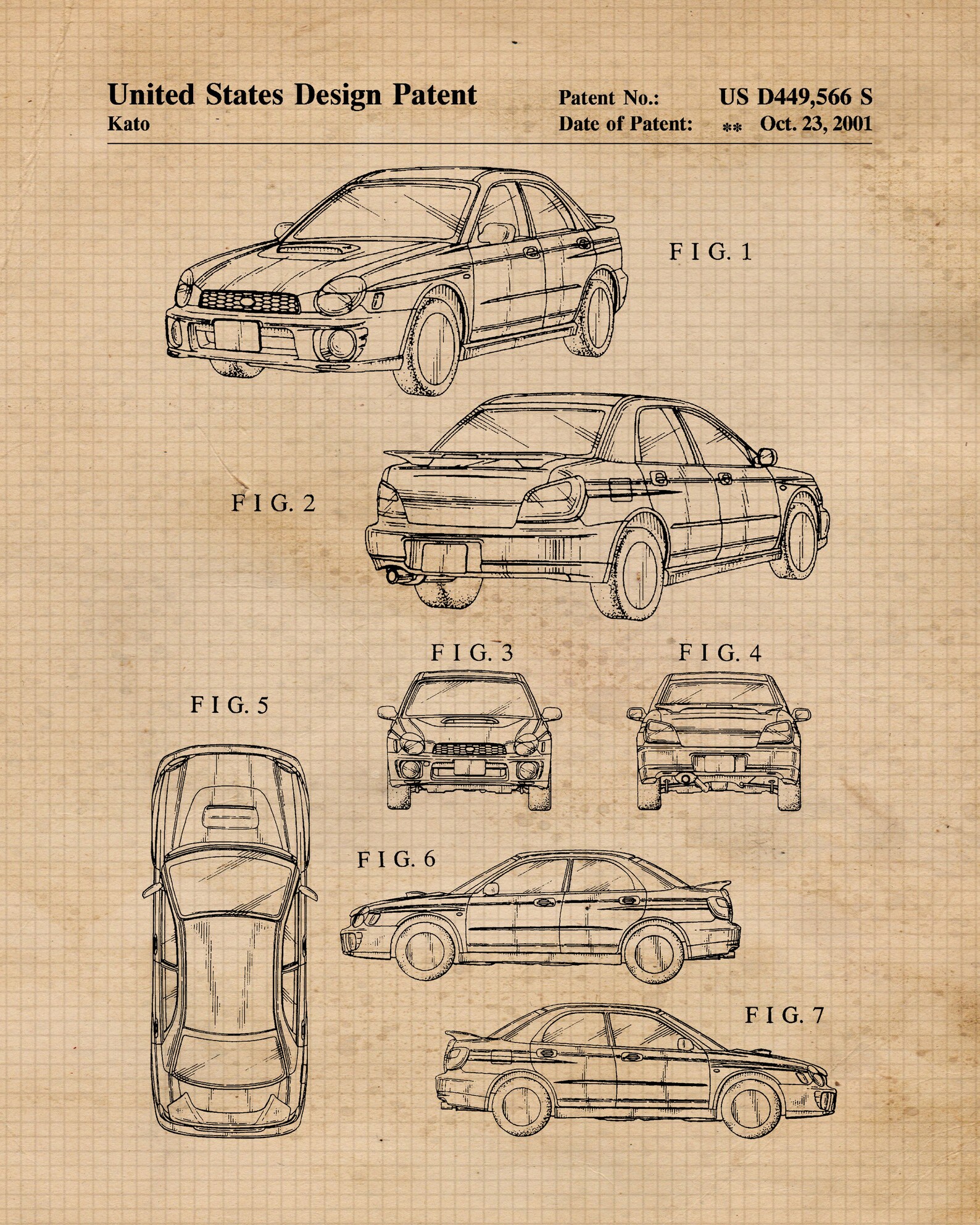 Classic Subie Auto Patent Prints, 6 Unframed Photos, Wall Art Decor for ...