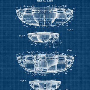Vintage Discopter Flying Saucer Patent Prints, 4 Unframed Photos, Wall ...