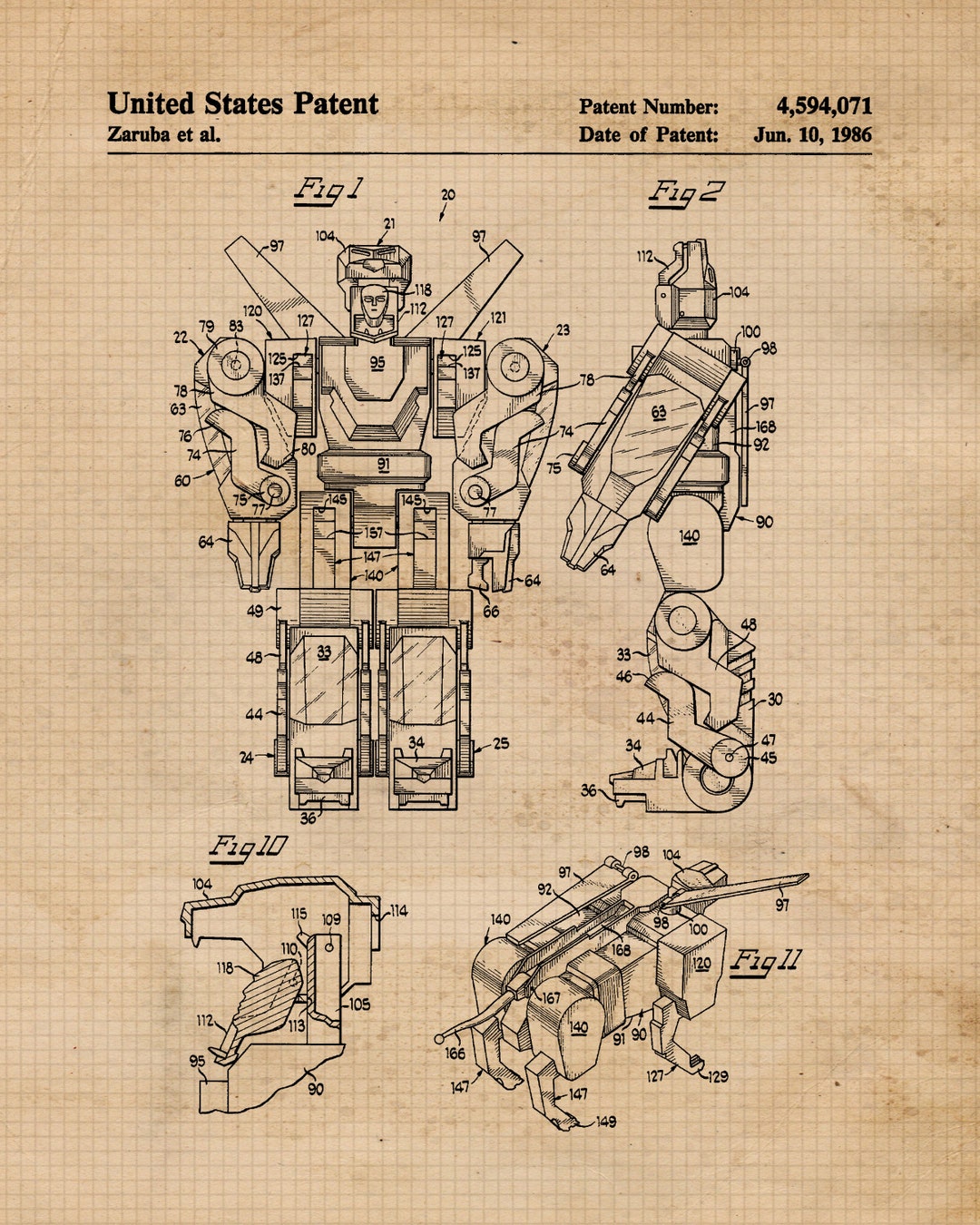 Classic Voltron Transformers Patent Prints, 1 Unframed Photo, Wall Art ...