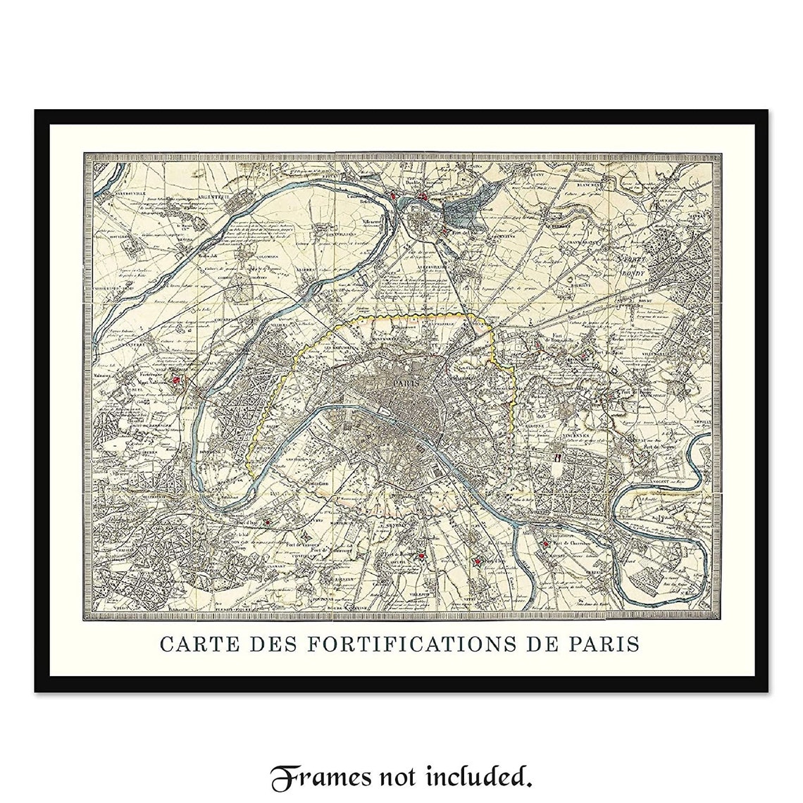 Vintage 1832 Paris France Replica Map Prints, 1 Unframed Photos, Wall ...