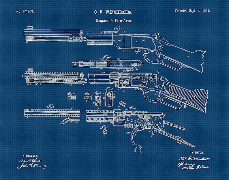 Vintage Winchester Rifle Patent Print 1 Unframed Photos Wall | Etsy