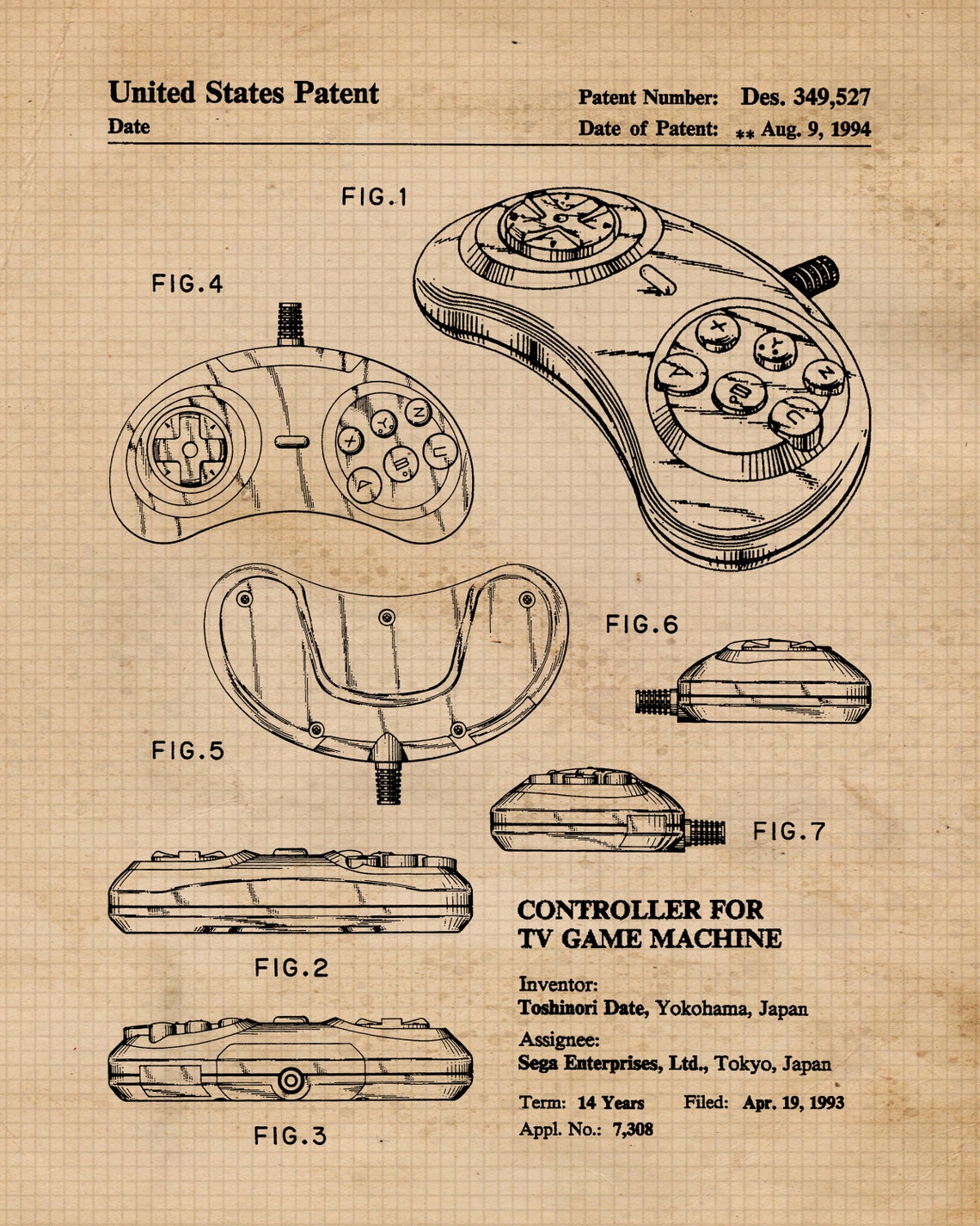 Vintage Sega Video Game Patent Prints 4 Unframed Photos Wall | Etsy