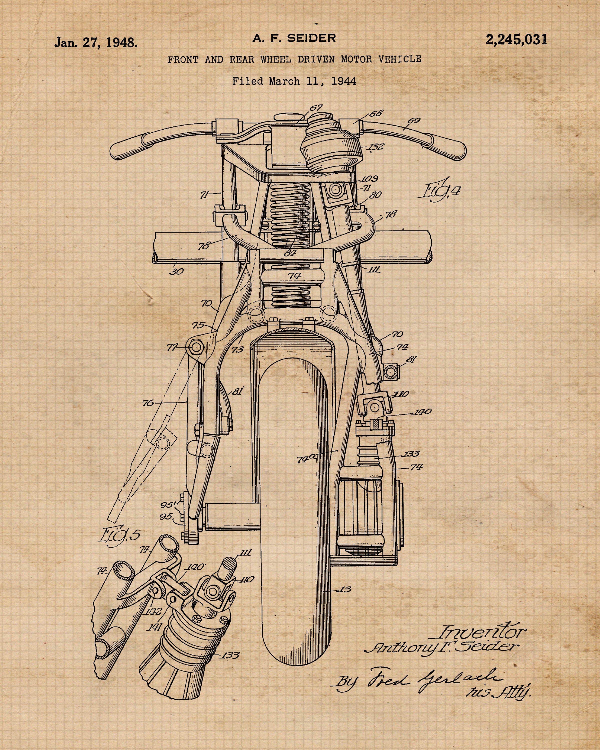 Indian Motorcycle Patent Poster Prints 4 Unframed Photos | Etsy