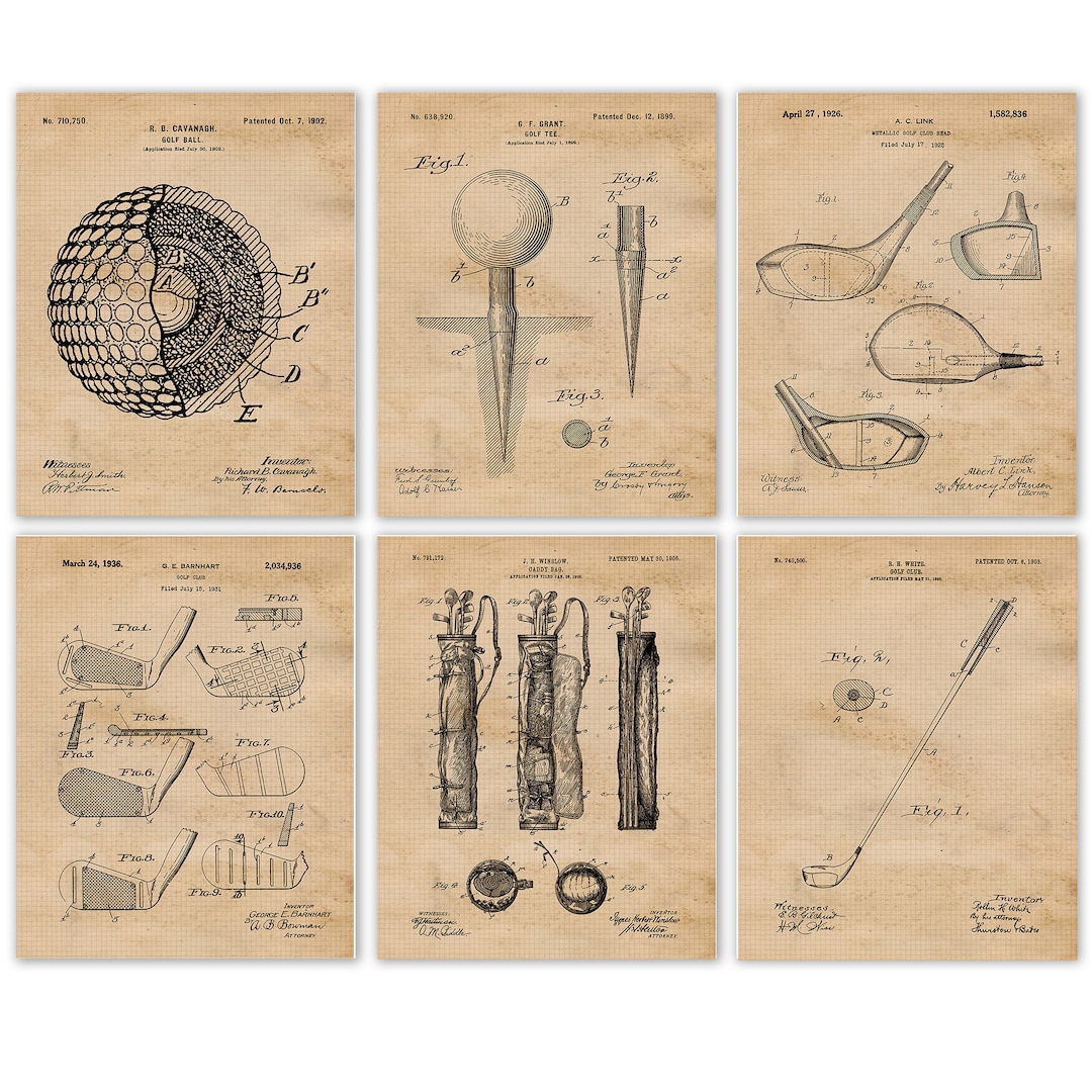 Classic Golf Patent Prints, 6 Unframed Photos, Wall Art Decor Gift for ...