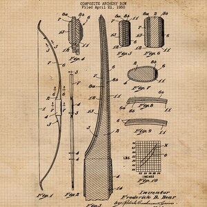 Vintage Bow Arrow Patent Prints, 4 Unframed Photos, Wall Art Decor ...
