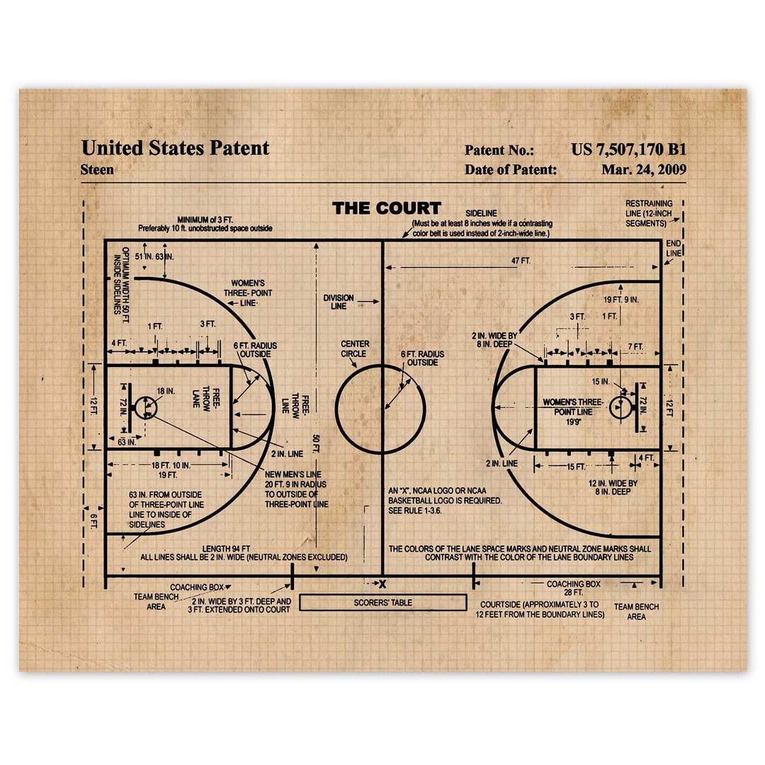 Vintage B-ball Court Prints, 1 Unframed Photos, Wall Art Decor Gifts ...