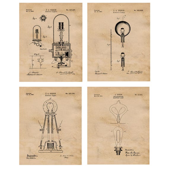 Diagrama De La Bombilla De Thomas Edison Lámpara De Pie, Pull, P1249,