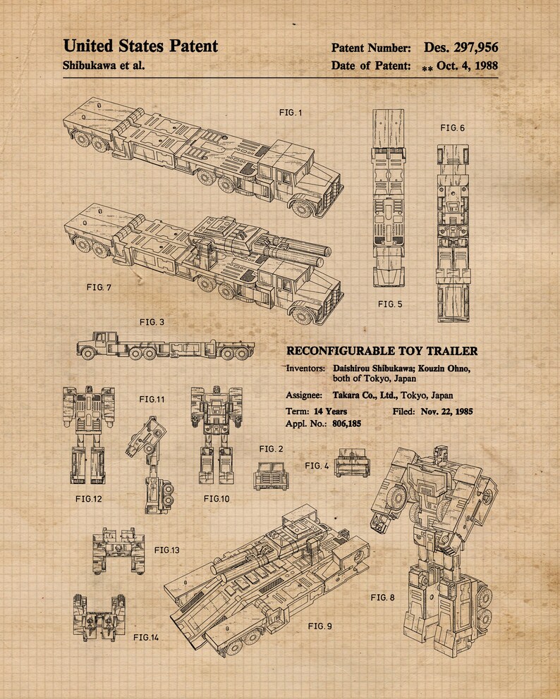 Vintage Transformer Military Robots Toys Patent Prints 6 | Etsy