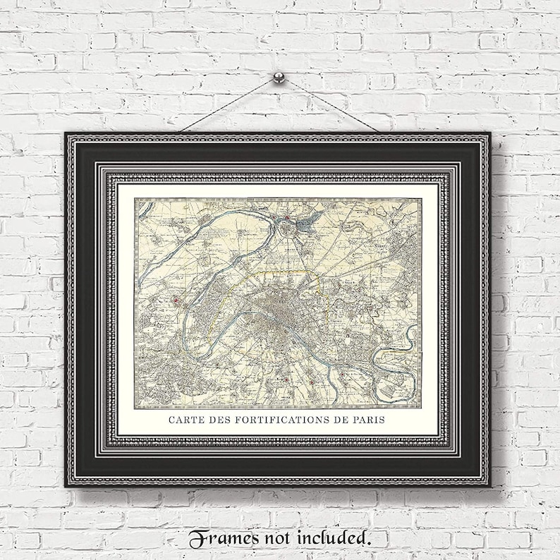 Vintage 1832 Paris France Replica Map Prints, 1 Unframed Photos, Wall ...