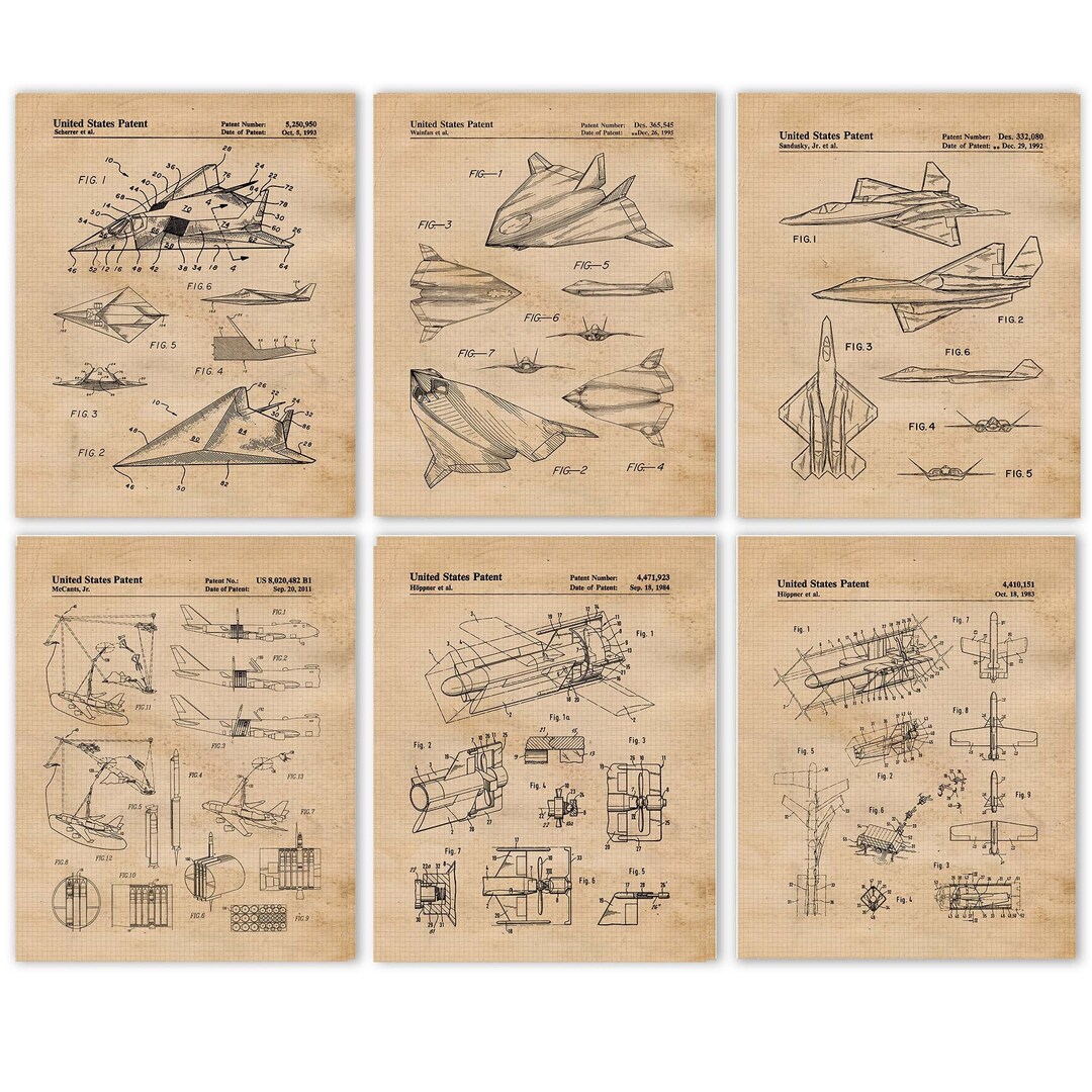 Vintage Military Air Defense Patent Prints, 6 Unframed Photos, Wall Art ...