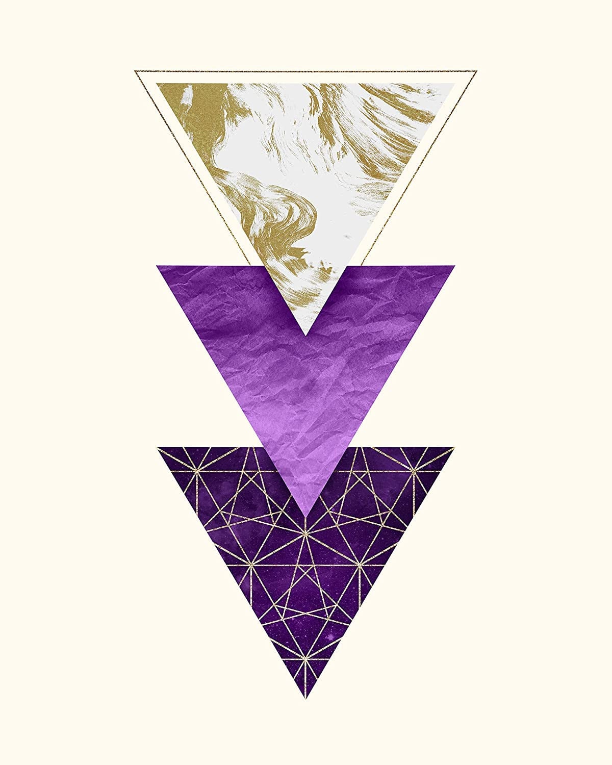 Purple Gold Geometric Wall Art 4 Abstract Art Print Modern | Etsy