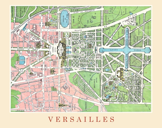 Vintage 1926 Versailles Replica Map Poster Prints 1 11x14 | Etsy