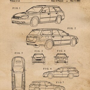 Classic Subie Auto Patent Prints, 6 Unframed Photos, Wall Art Decor for ...