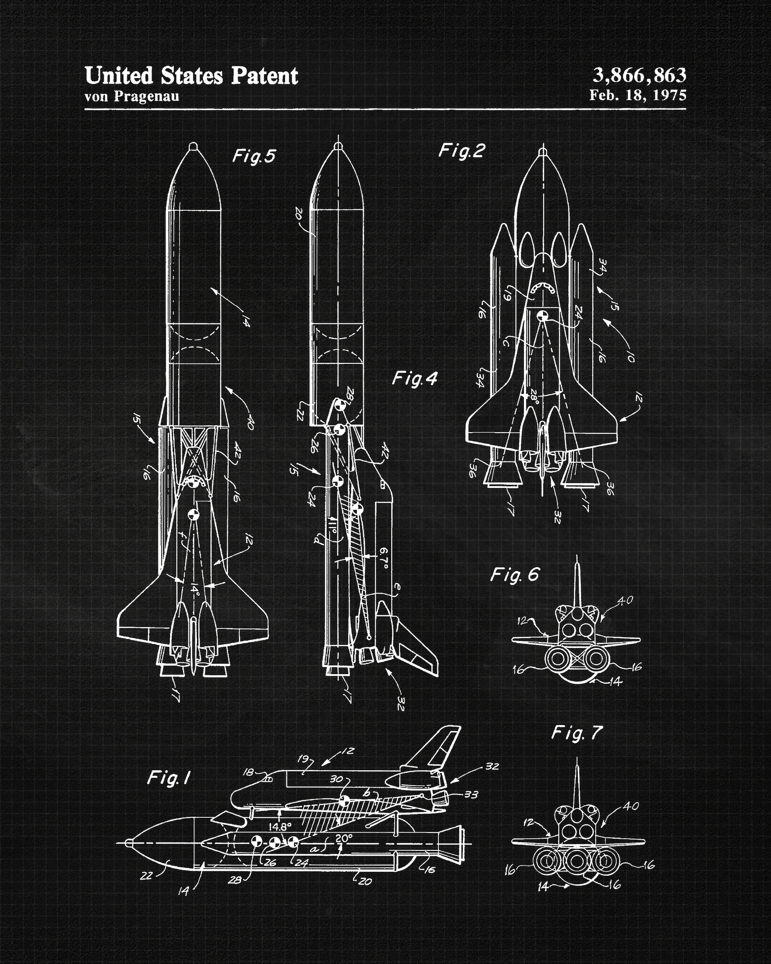 Vintage NASA Space Exploration Patent Prints, 6 Unframed Photos, Wall ...