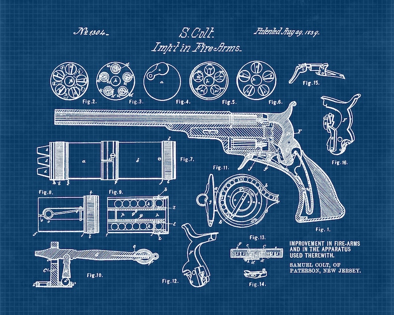 Vintage Colt Revolver Gun Patent Prints 1 Unframed Photos - Etsy