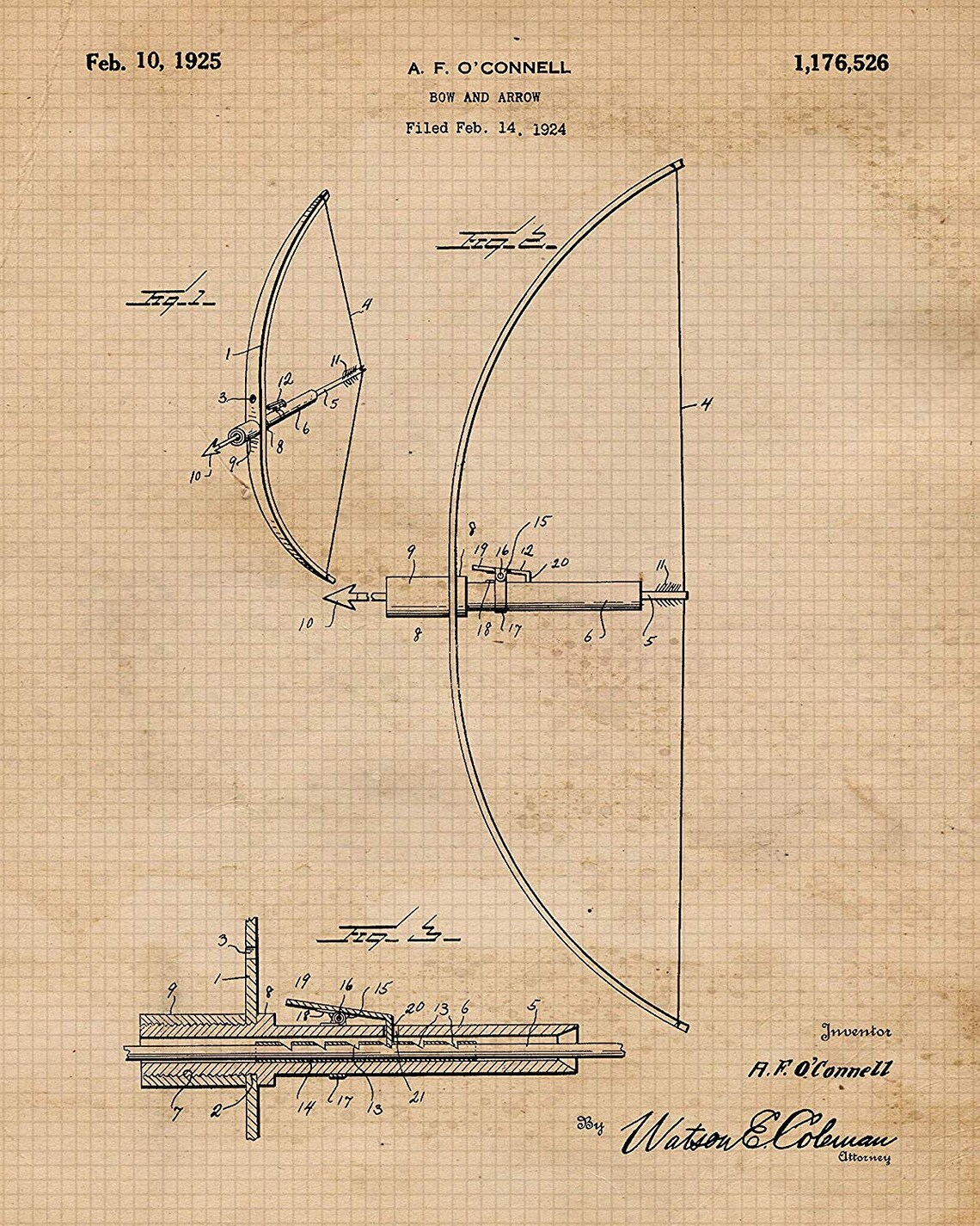 Vintage Bow Arrow Patent Prints 4 Unframed Photos Wall Art - Etsy