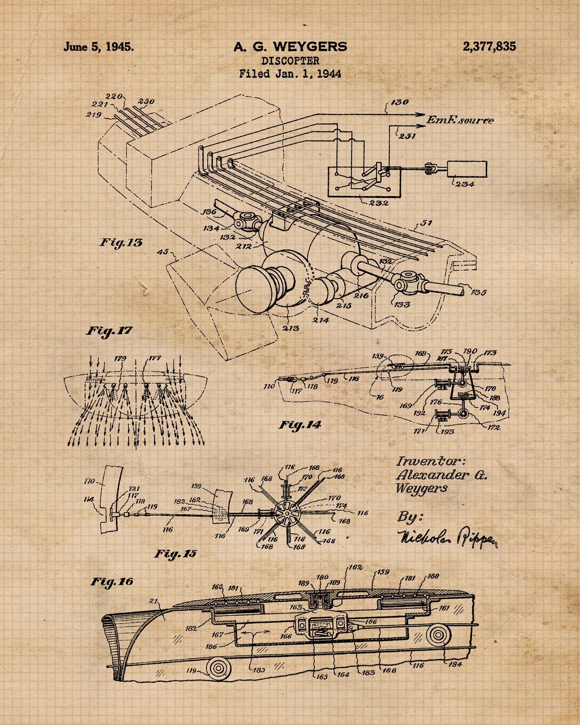 Vintage Discopter Flying Saucer Patent Poster Prints 4 | Etsy