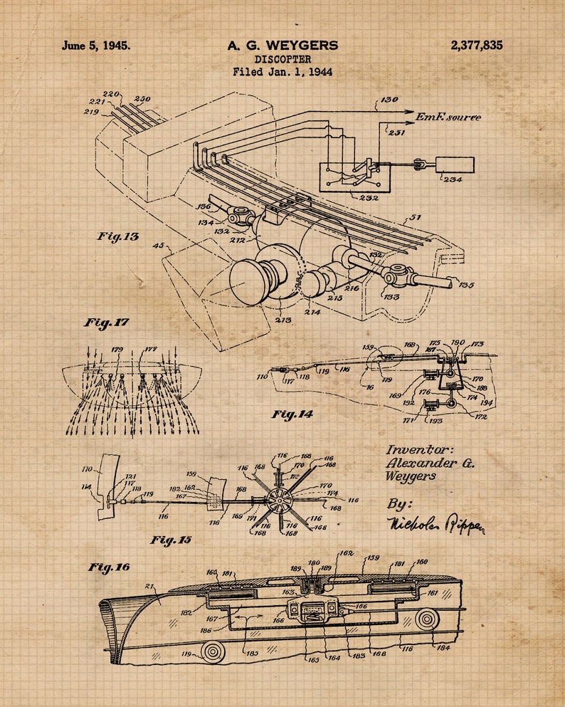 Vintage Discopter Flying Saucer Patent Poster Prints 4 - Etsy