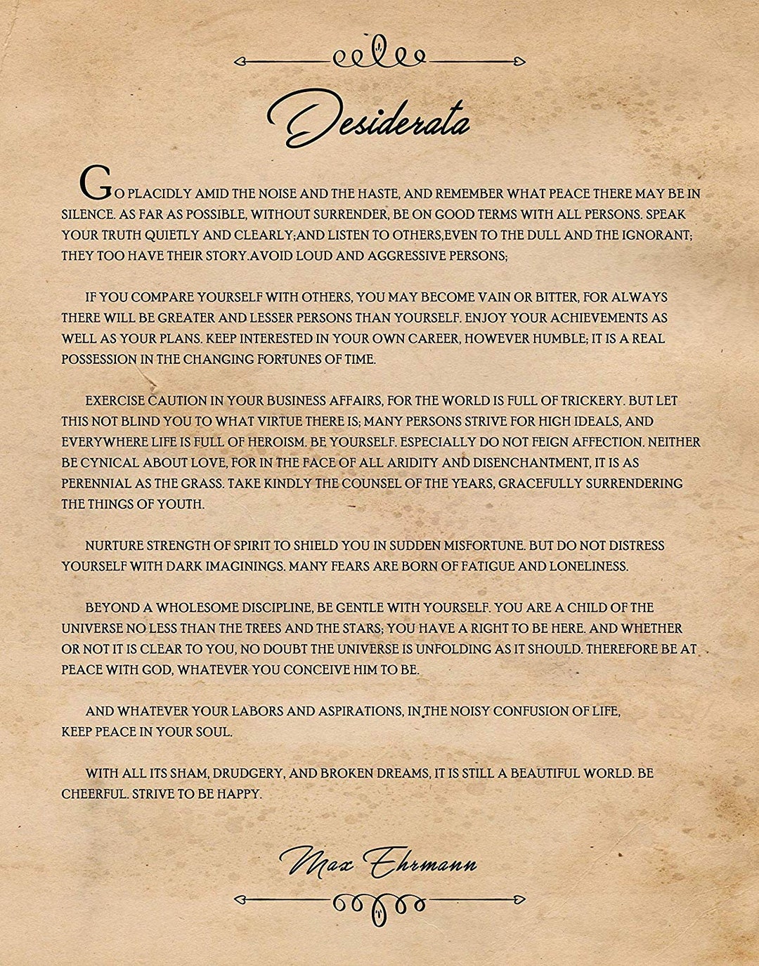 Vintage Max Ehrmann Desiderata Quote Prints, 1 Unframed Photos, Wall ...