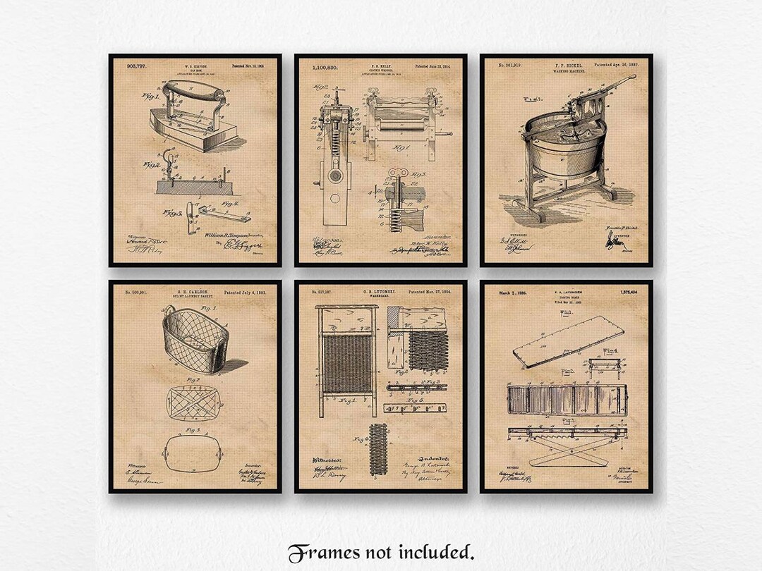 Vintage Laundry Patent Prints, 6 Unframed Photos, Wall Art Decor for ...