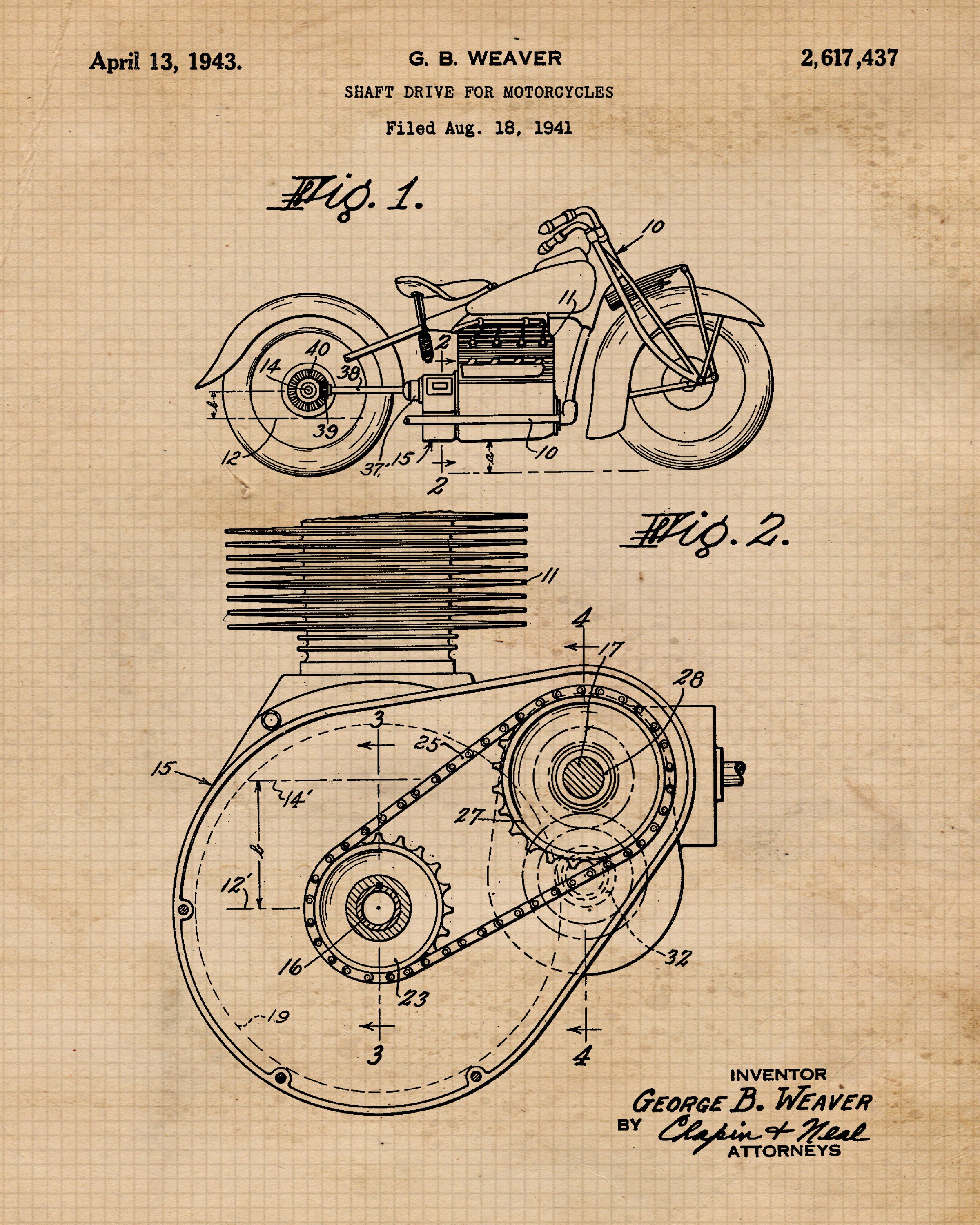 Indian Motorcycle Patent Poster Prints 4 Unframed Photos | Etsy