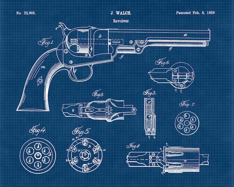 Vintage Colt & Peacemaker Gun Patent Prints, 4 Unframed Photos, Wall ...