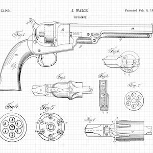 Vintage Colt & Peacemaker Gun Patent Prints, 4 Unframed Photos, Wall ...