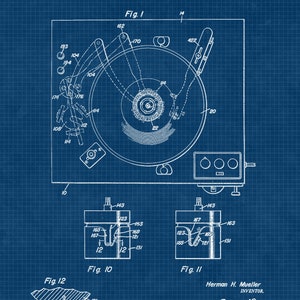 Vintage Vinyl Record Player Patent Prints, 4 Unframed Photos, Wall Art ...