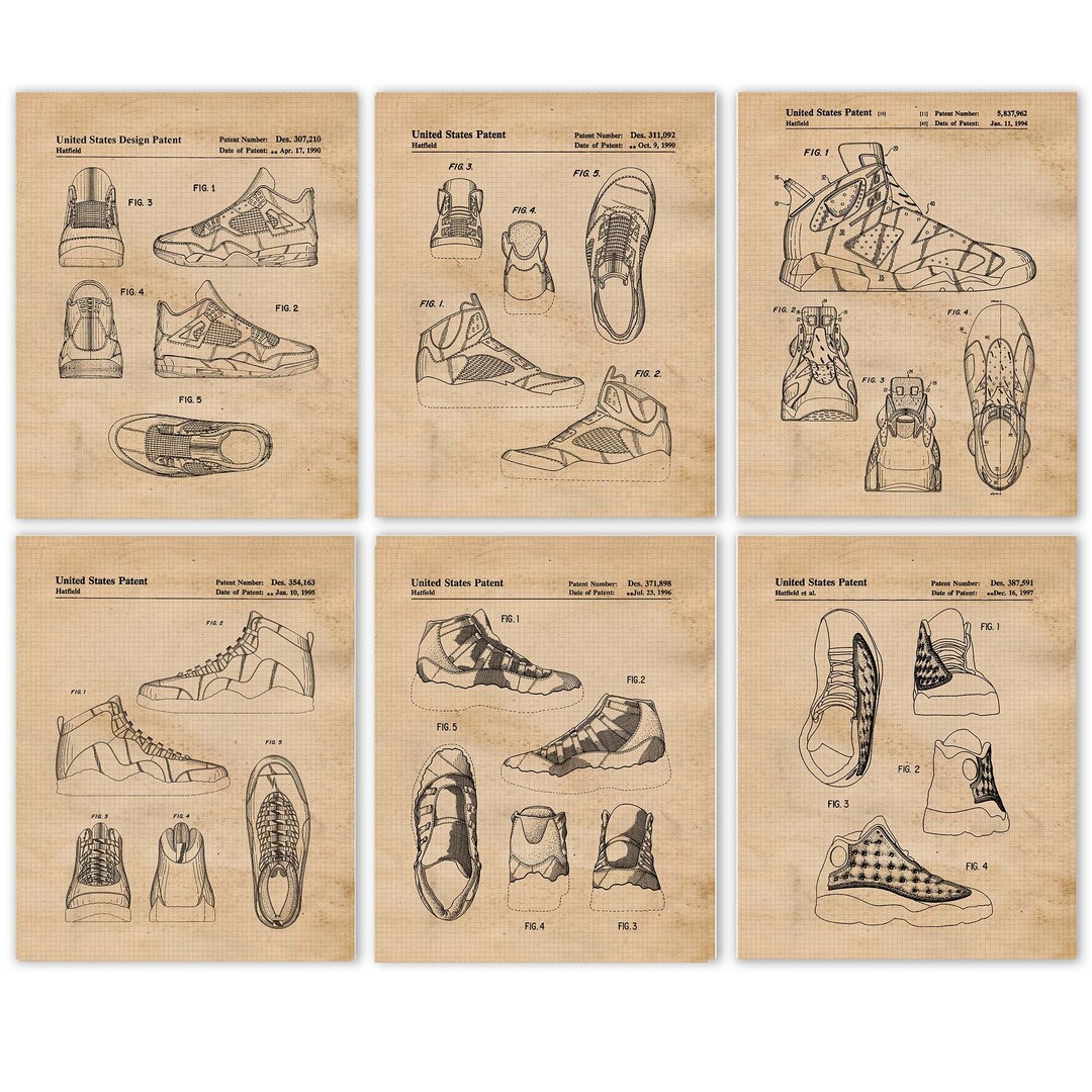 Classic Jordan Shoes Patent Prints, 6 Unframed Photos, Wall Art Decor ...