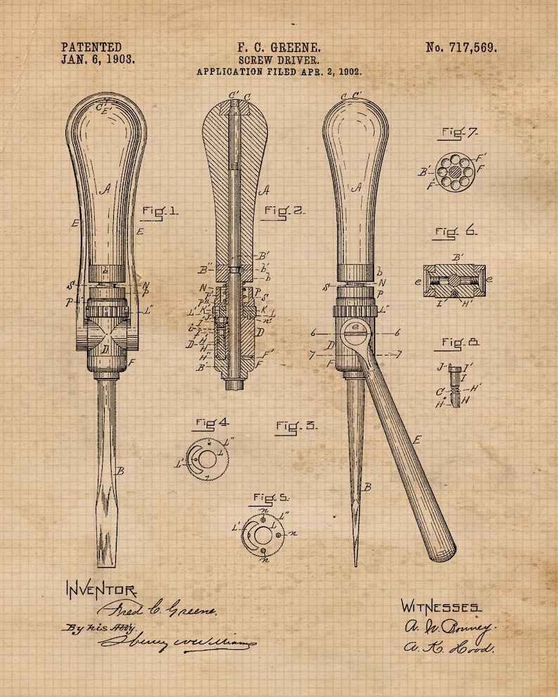 Vintage Woodworking Tools Patent Prints, 6 Unframed Photos, Wall Art ...