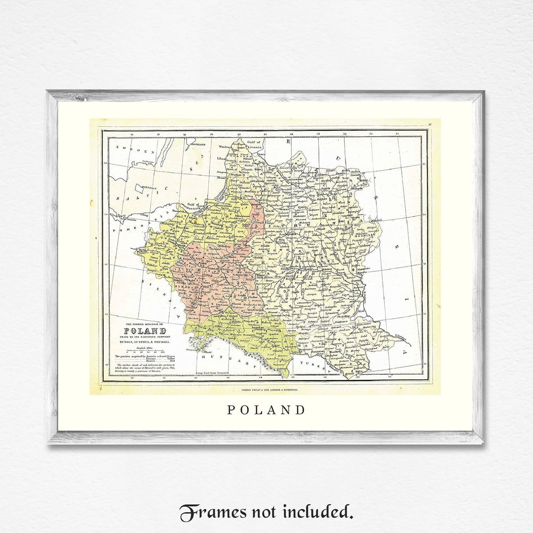 Vintage Poland Map Replica Prints 1 11x14 Unframed Photos - Etsy