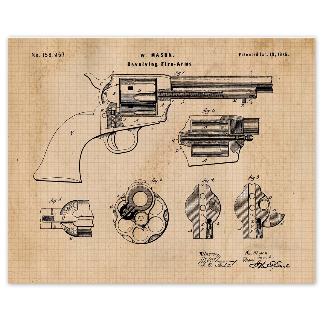 Vintage Peacemaker Gun Patent Prints, 1 Unframed Photos, Wall Art Decor ...
