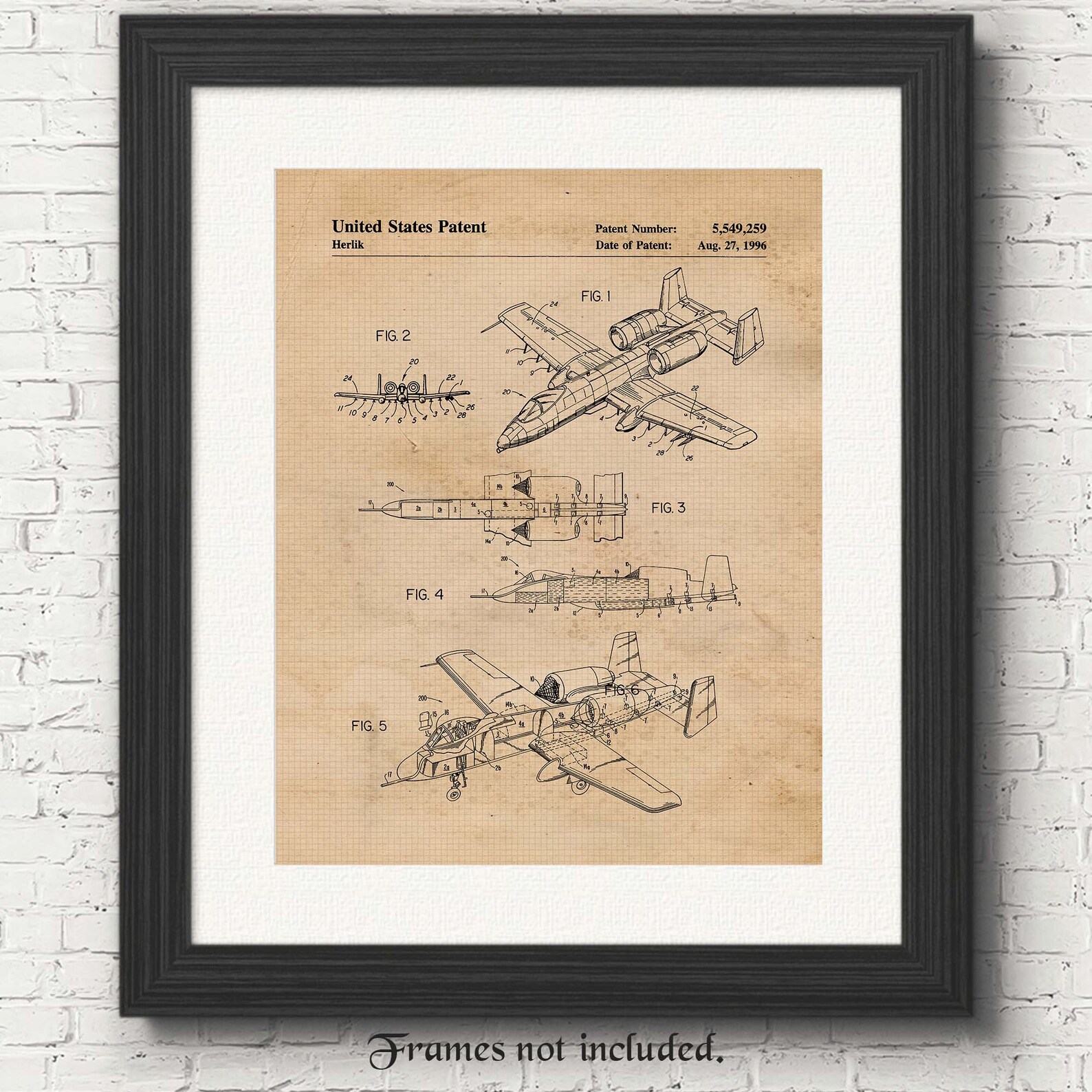 Classic A10 Warthog Thunderbolt Tank Destroyer Aircraft Patent Prints ...