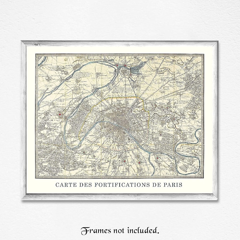 Vintage 1832 Paris France Replica Map Prints, 1 Unframed Photos, Wall ...
