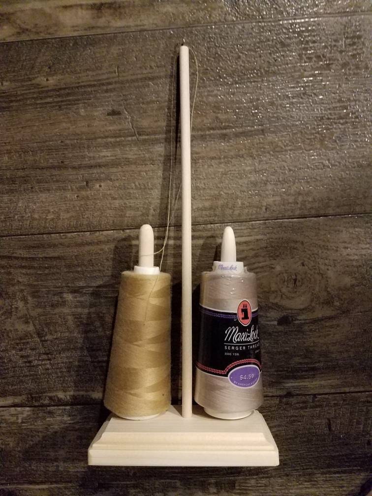 New Wooden sewing thread caddy large spool serger cones thread holder ...