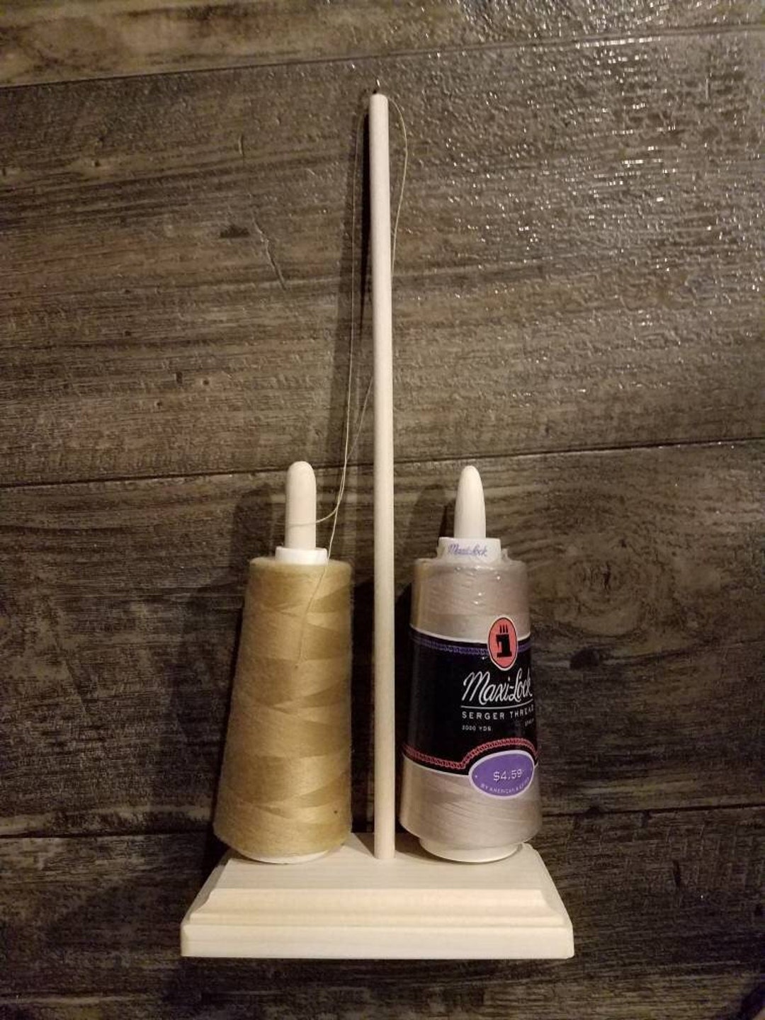 Wooden Sewing Thread Caddy Large Spools Serger Cones Thread Holder ...