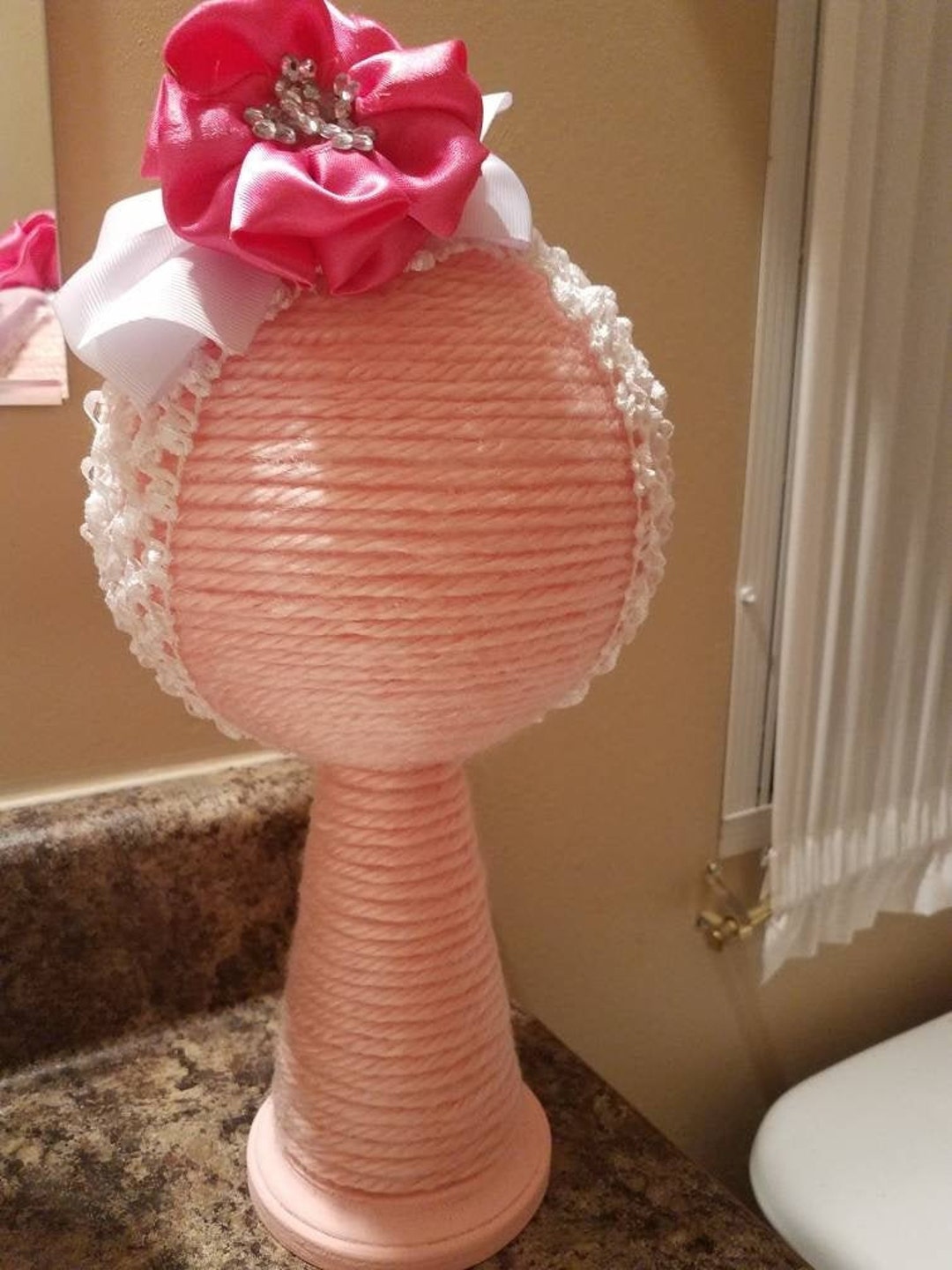 Pink Baby Head Display Headband Holder, Craft Booth Girl Nursery Decor ...