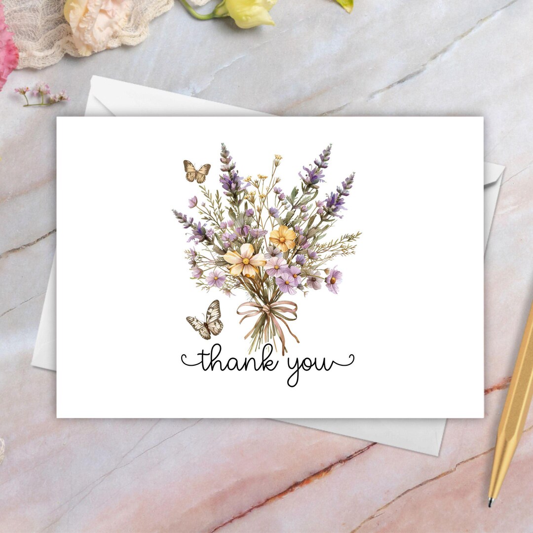 Wildflower Thank You Cards, Wildflower Thank You Gifts, Wildflower Note ...