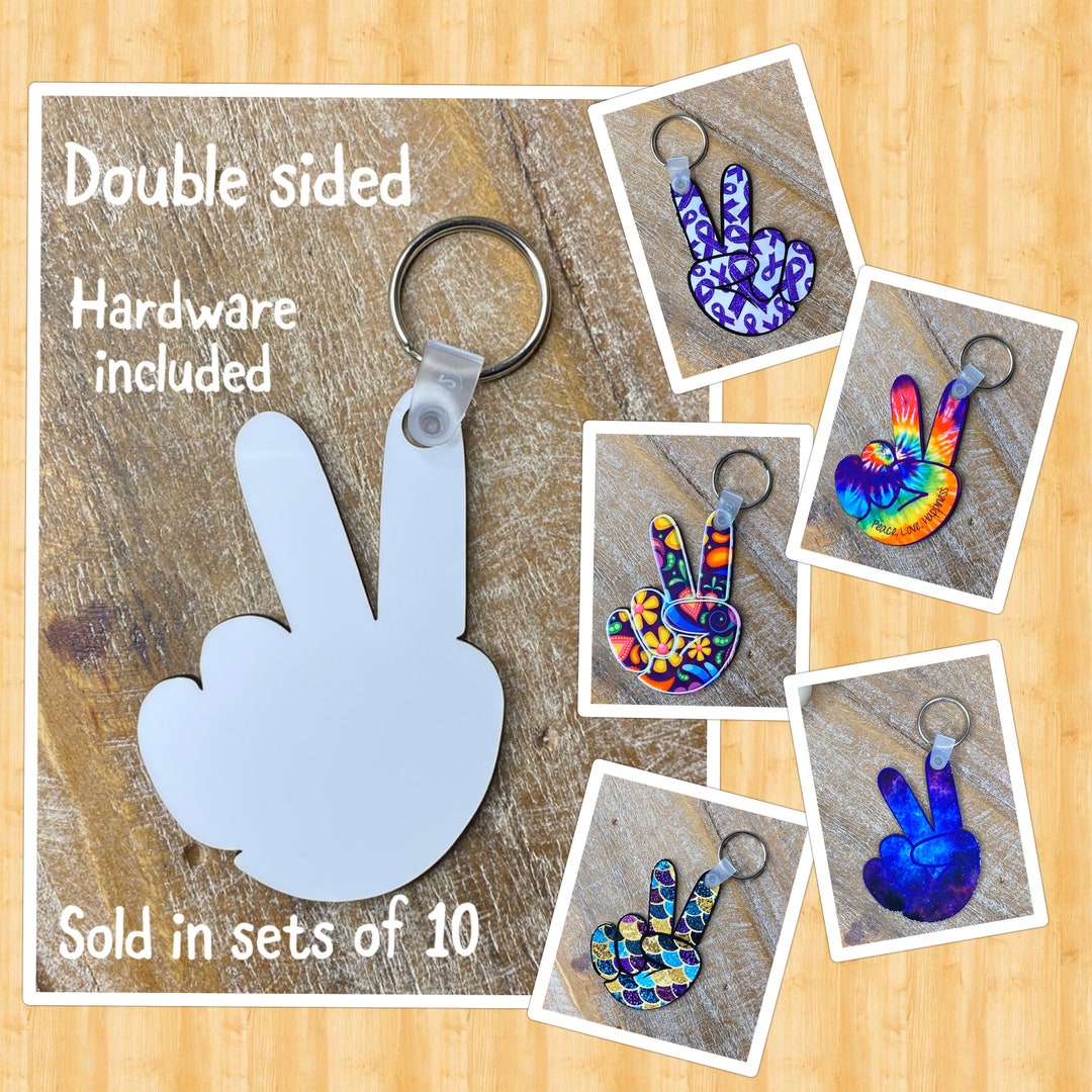 SET OF 10 Peace Sign Keychain Sublimation Blank, Sublimation Blank ...