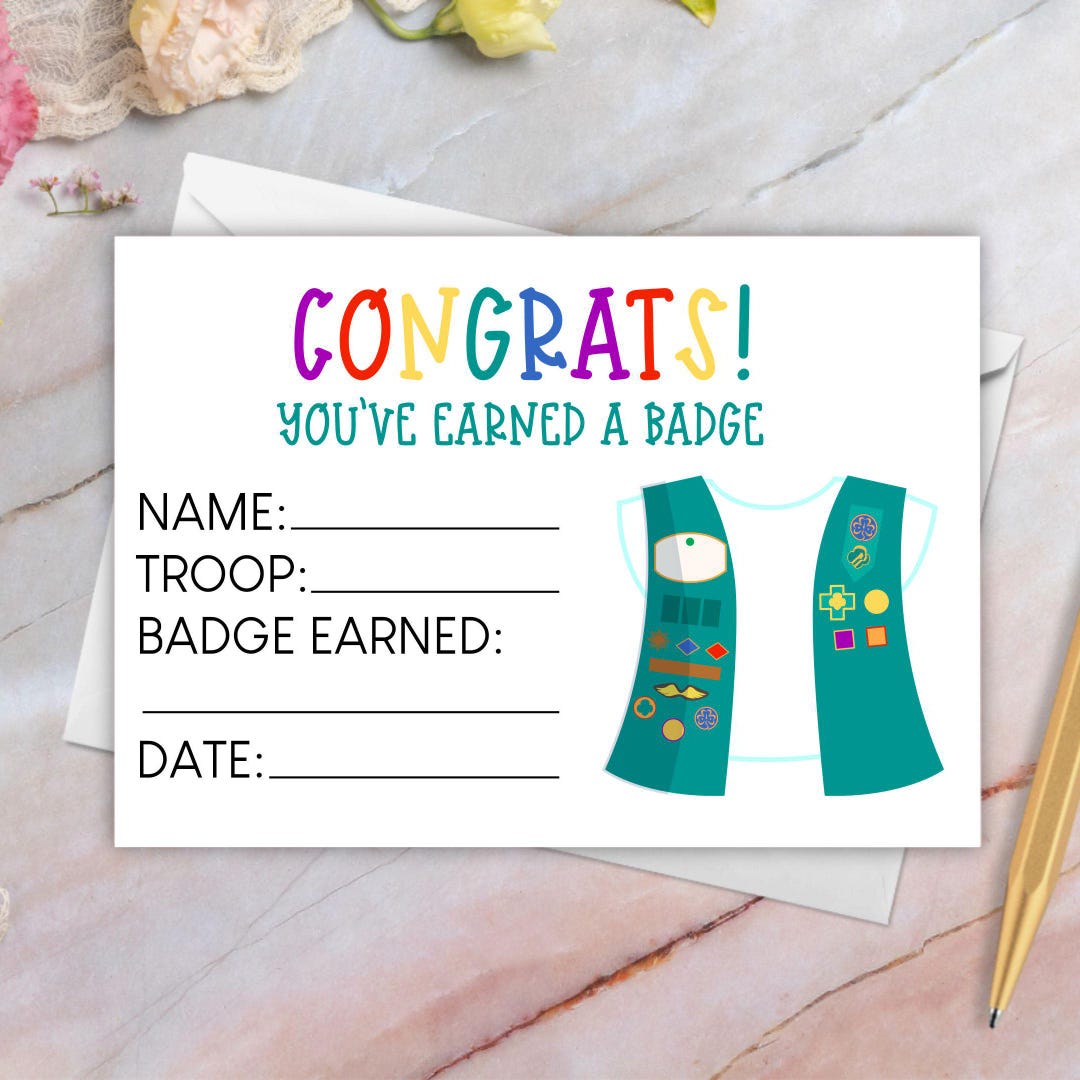 Fill in the Blank Girl Scout Cards, Personalized Note Card Set With ...